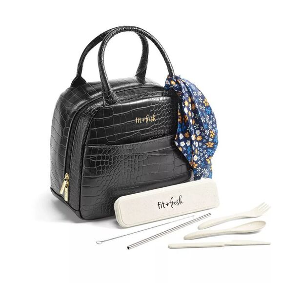 Fit & Fresh | Kitchen | Fit Fresh Lyon Luxe Lunch Bag With Travel Utensils And Case Black | Poshmark